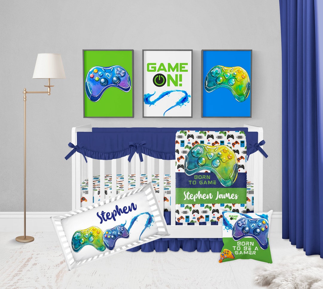 Video Game Nursery Bedding Set, Baby Boy Crib Bedding Set, Personalized ...