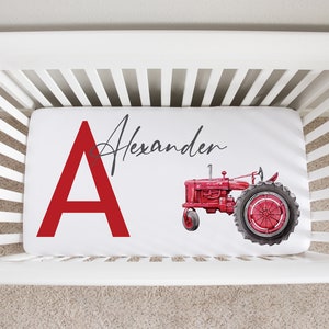 Tractor Crib Bedding Set, Baby Boy Crib Bedding Set, Red Tractor ...