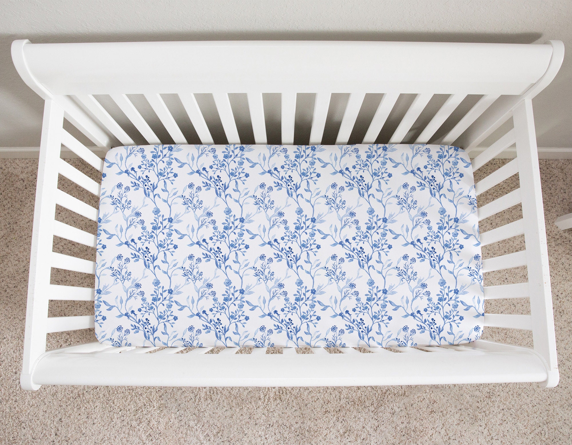 Baby Girl Crib Bedding Set, Blue Toile Crib Bedding, Vintage Floral ...
