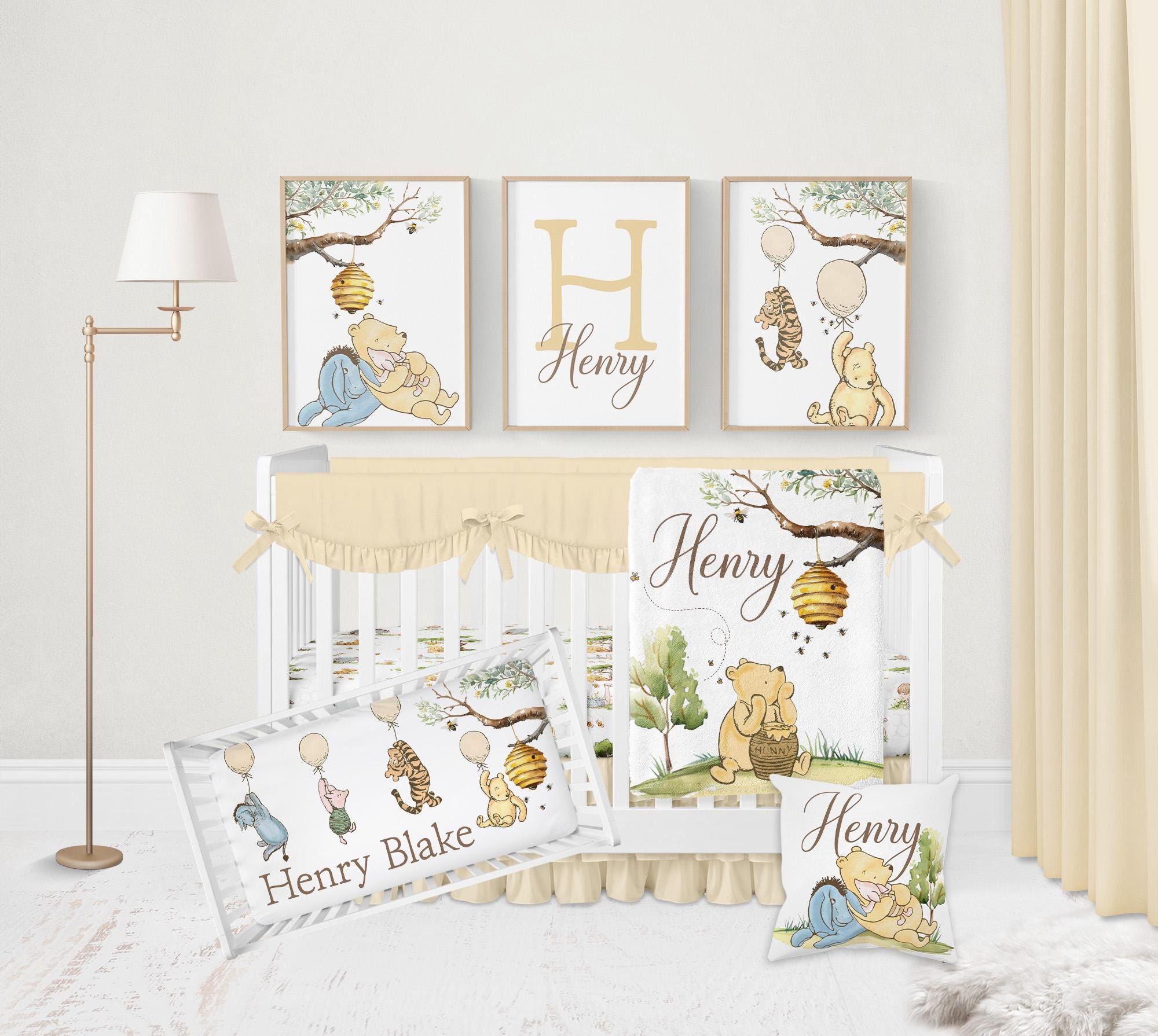 Winnie-the-pooh Crib Bedding Set, Personalized Baby Bedding Set ...