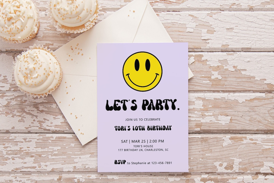 Editable Birthday Invitation for Girl, Purple Birthday Invitations Girl ...