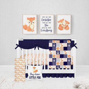 Personalized Fox Crib Sheet, Fox Nursery, Fox Crib Bedding, Baby Boy ...