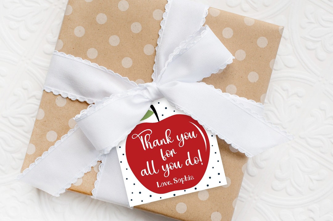 Apple Thank You Tag, Editable Teacher Appreciation Gift Tag, Teacher ...