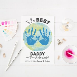 Fathers Day Handprint Art for Dad, Worlds Best Dad Print, Handprint ...