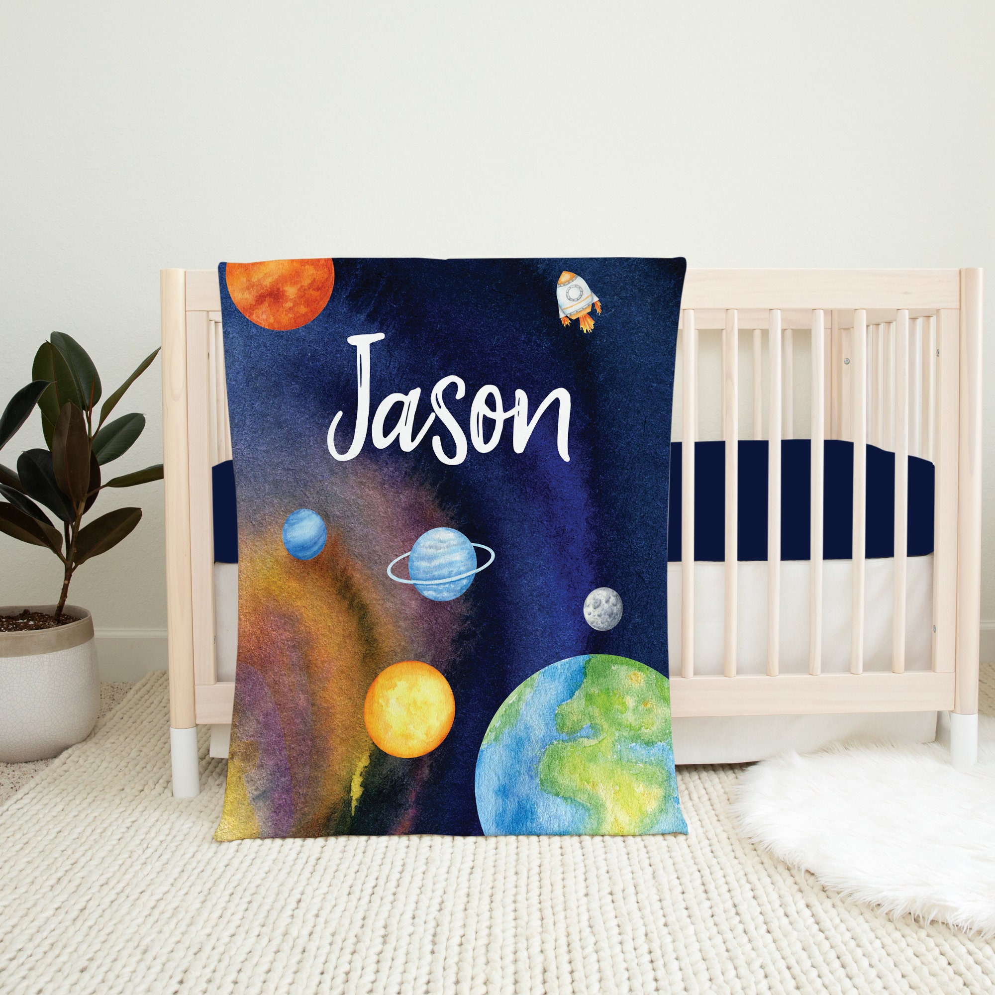 Space Crib Bedding Set, Space Nursery, Baby Boy Crib Bedding, Space ...