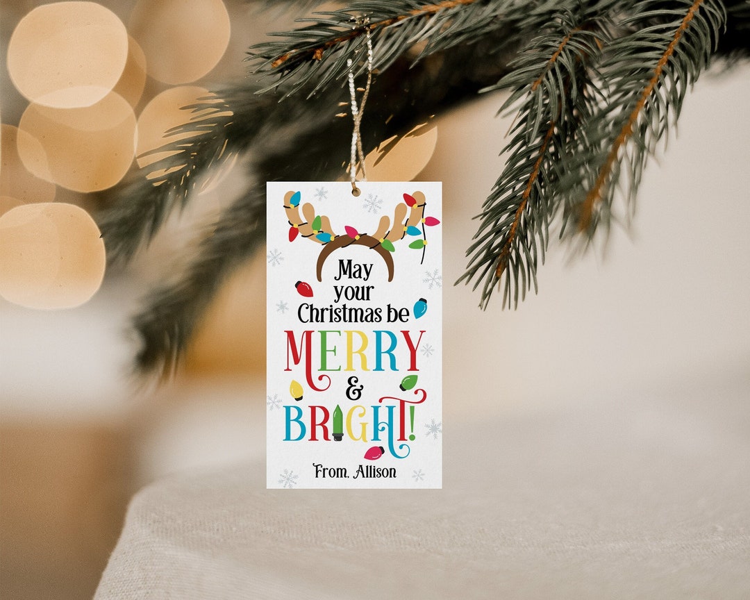 Merry and Bright Christmas Tag, Editable Christmas Gift Tags, Merry and ...