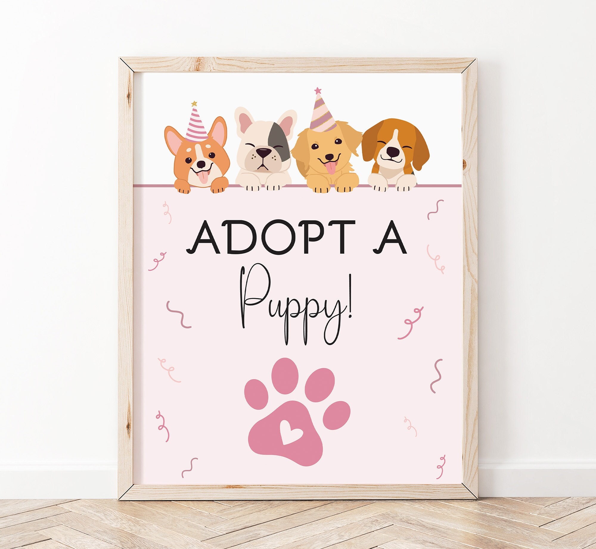 Adopt A Puppy Sign, Printable Puppy Party Signs, Puppy Party Games, Let ...