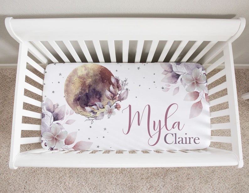 Baby Girl Crib Bedding Set, Moon and Stars Crib Bedding, Moon Stars ...