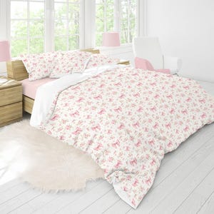 Pink Floral Coquette Bedding Set, Pink Duvet Cover Set, Pink Bow ...
