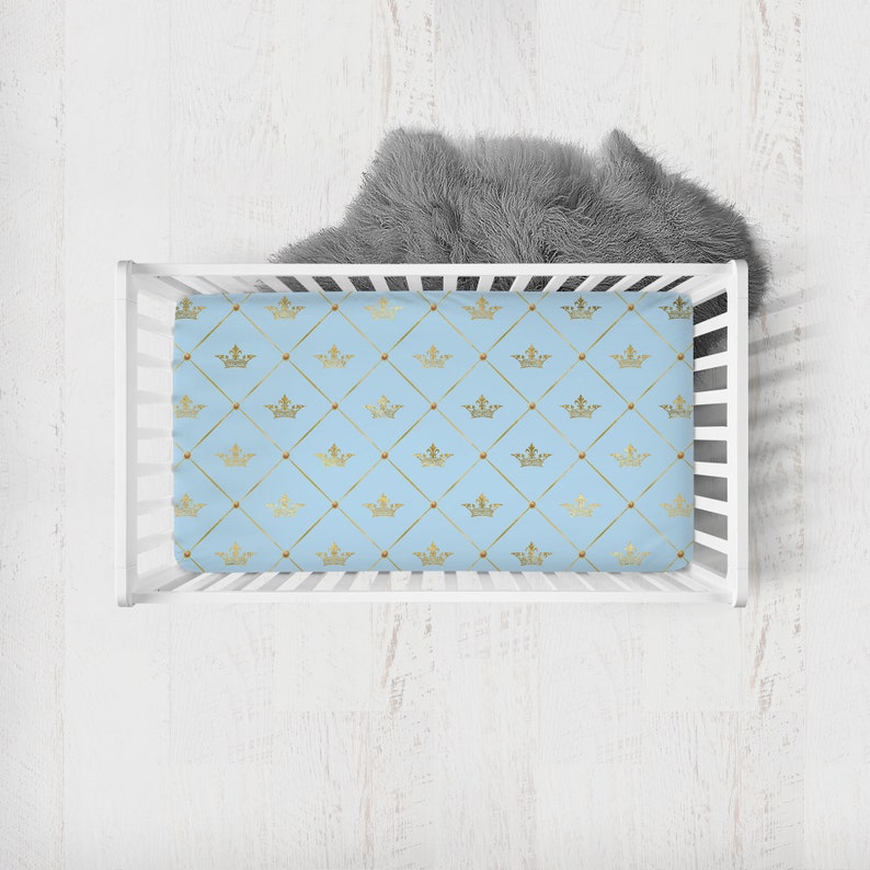 Baby Boy Crib Bedding Set, Prince Crib Bedding, Light Blue Crib Bedding ...
