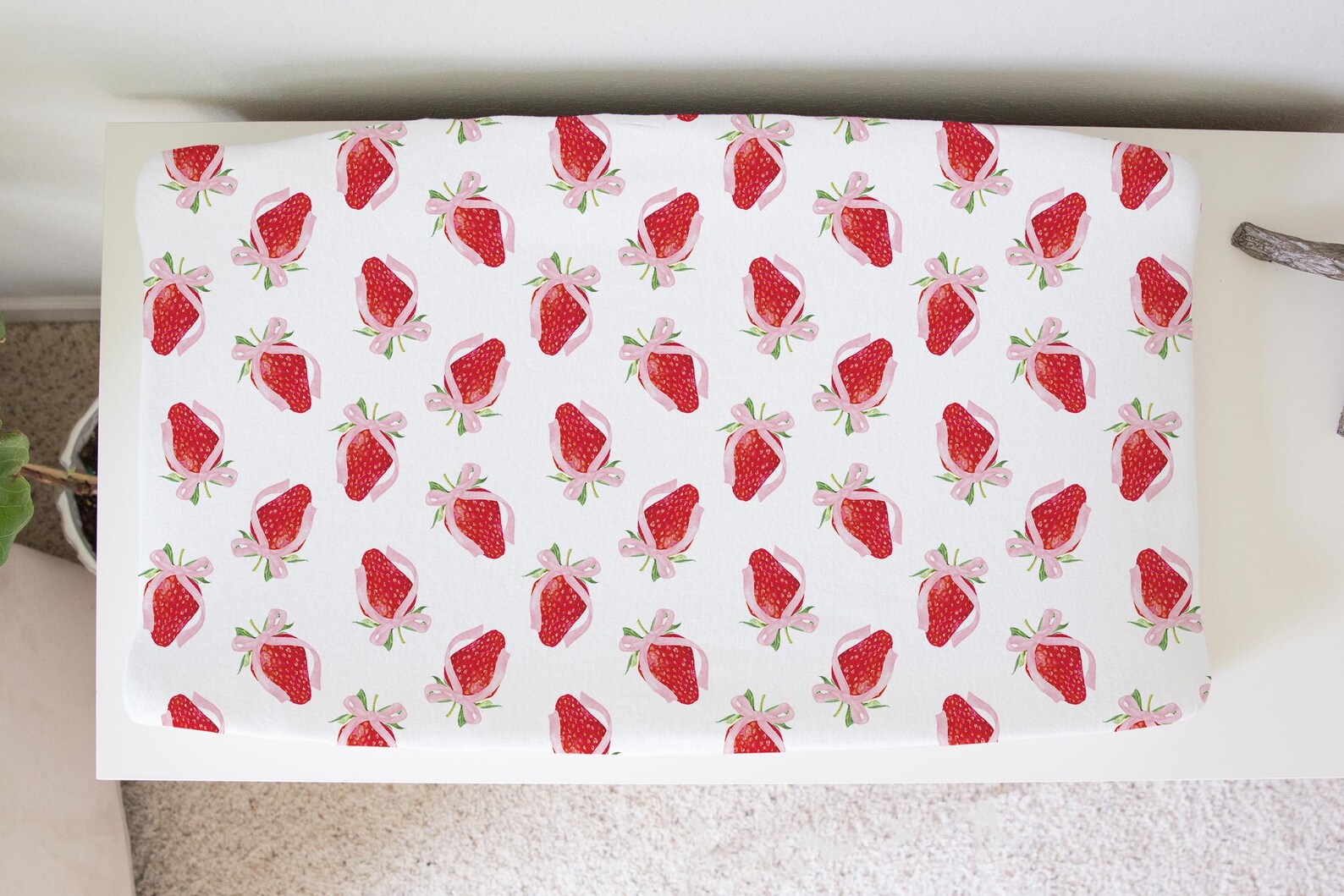 Strawberry Crib Bedding Set Girl, Baby Girl Crib Bedding, Bow Baby ...