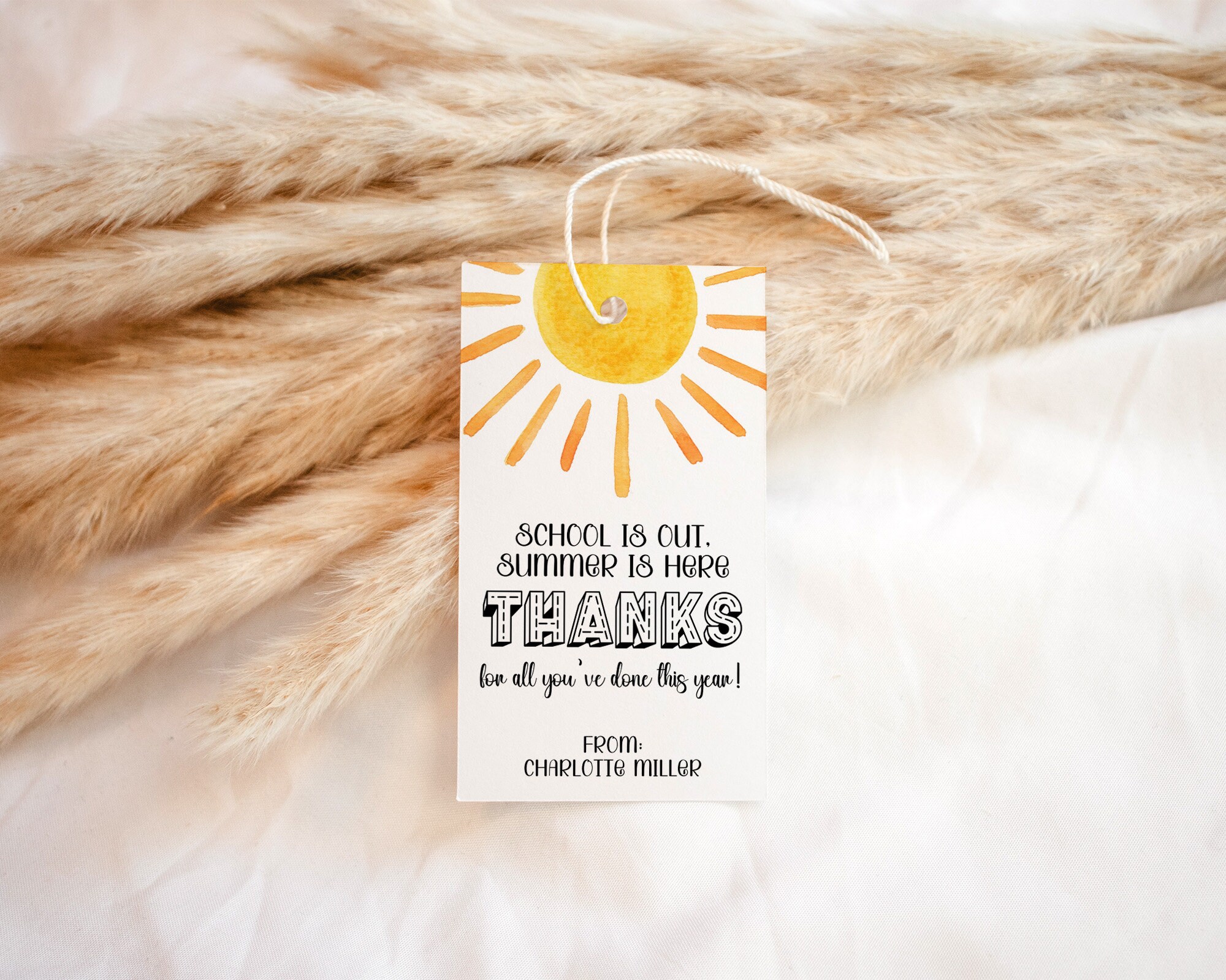 Summer Teacher Appreciation Gift Tag Template, Sunshine Thank You Tags ...
