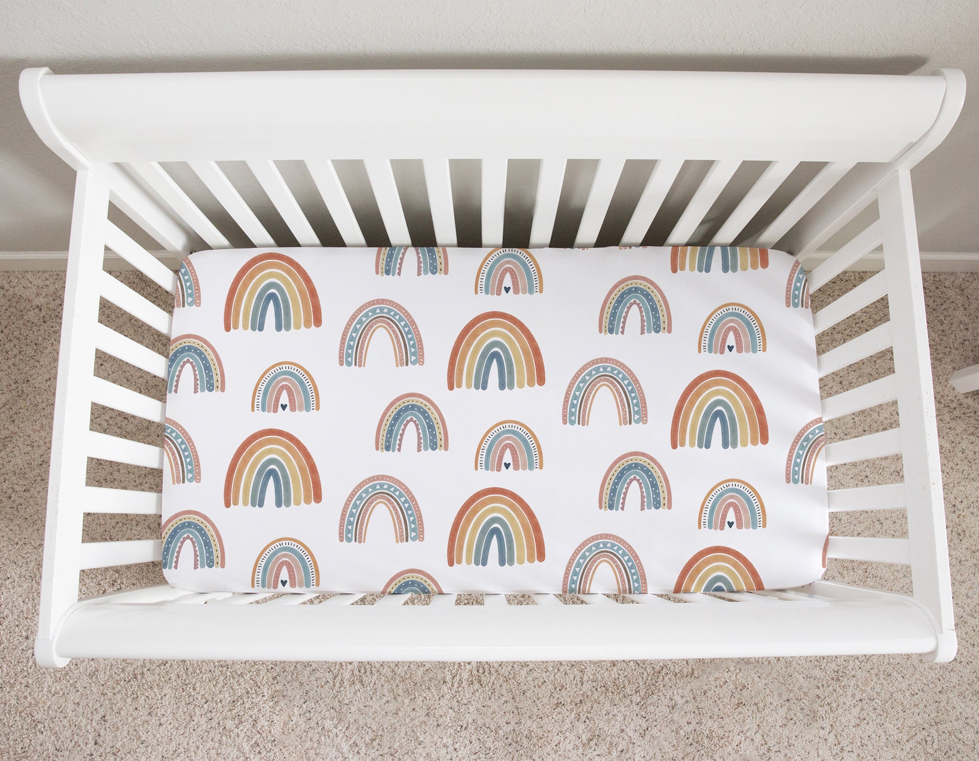 Rainbow Crib Sheet, Rainbow Baby Bedding, Neutral Crib Bedding, Rainbow ...