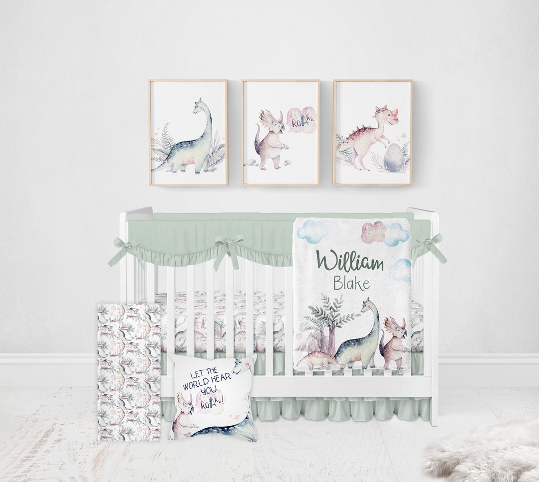 Dinosaur Crib Bedding Set, Baby Boy Crib Bedding, Dinosaur Nursery ...