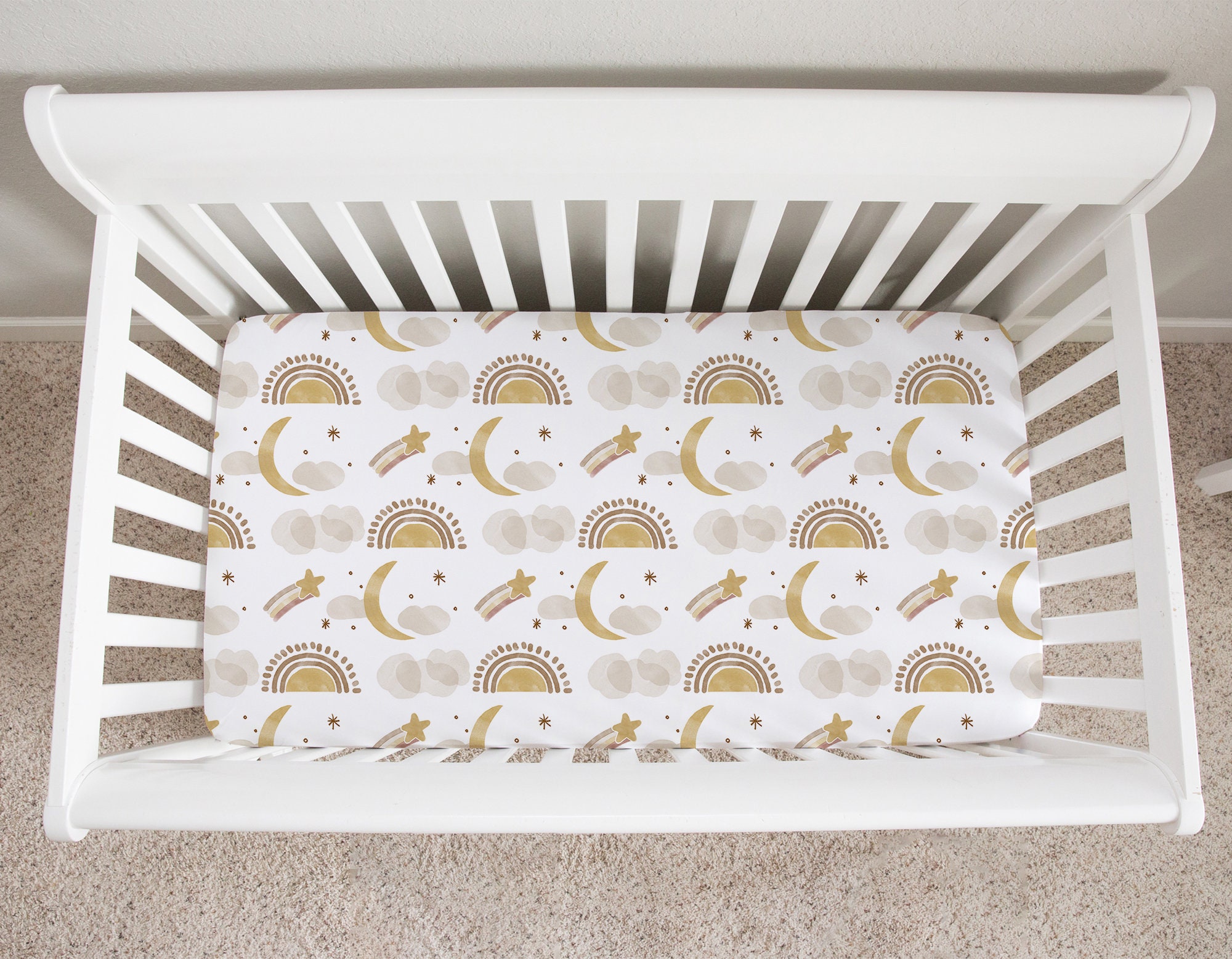 Boho Crib Bedding Set, Gender Neutral Crib Bedding, Boho Nursery, Moon ...