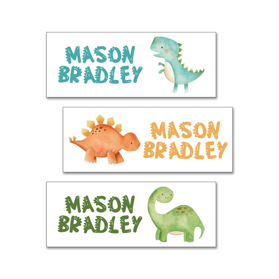 Dinosaur Name Labels, Personalized Name Labels for School Supplies ...