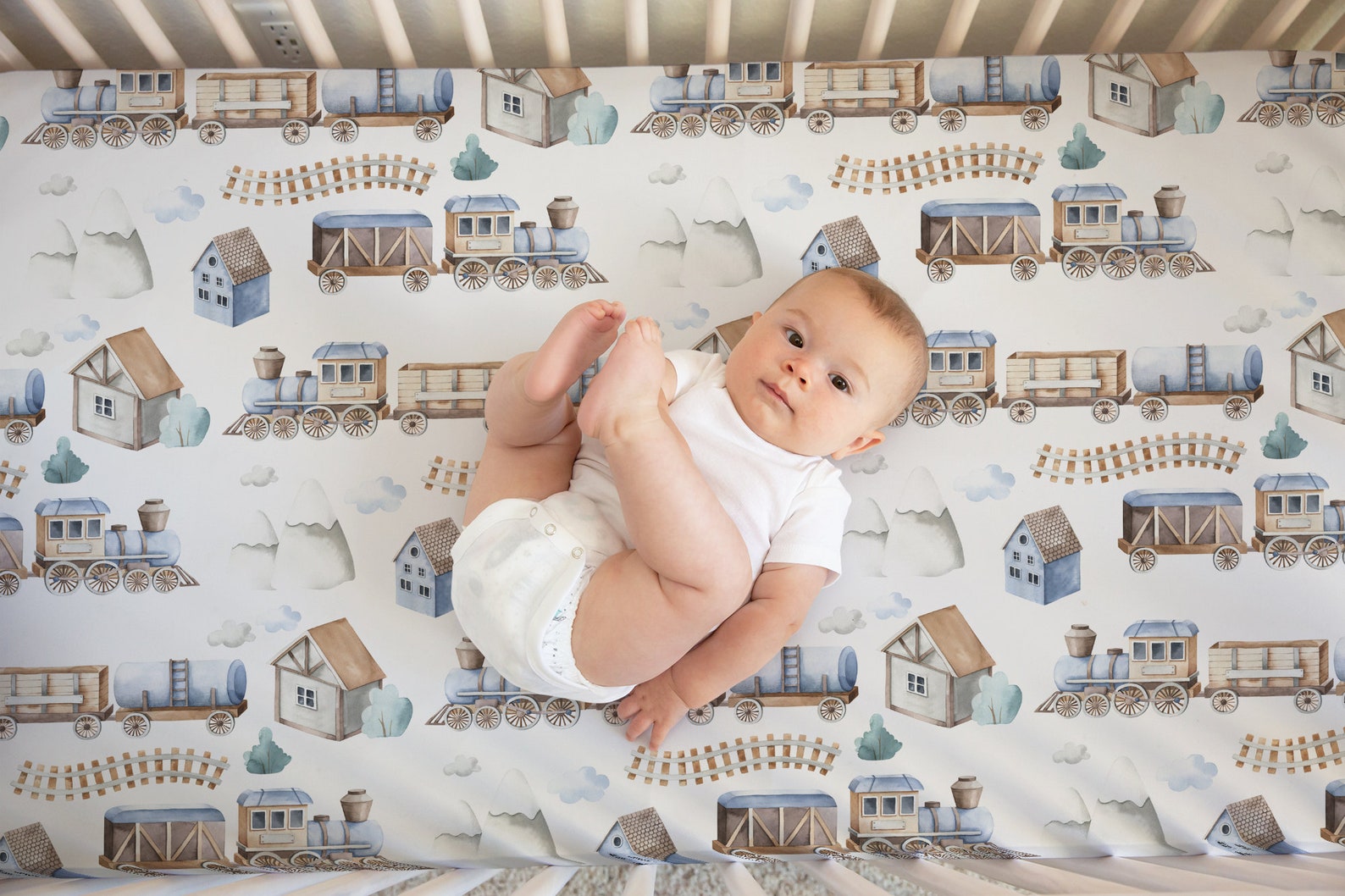 Train Crib Sheet Train Nursery Bedding Crib Sheets Boy Baby | Etsy