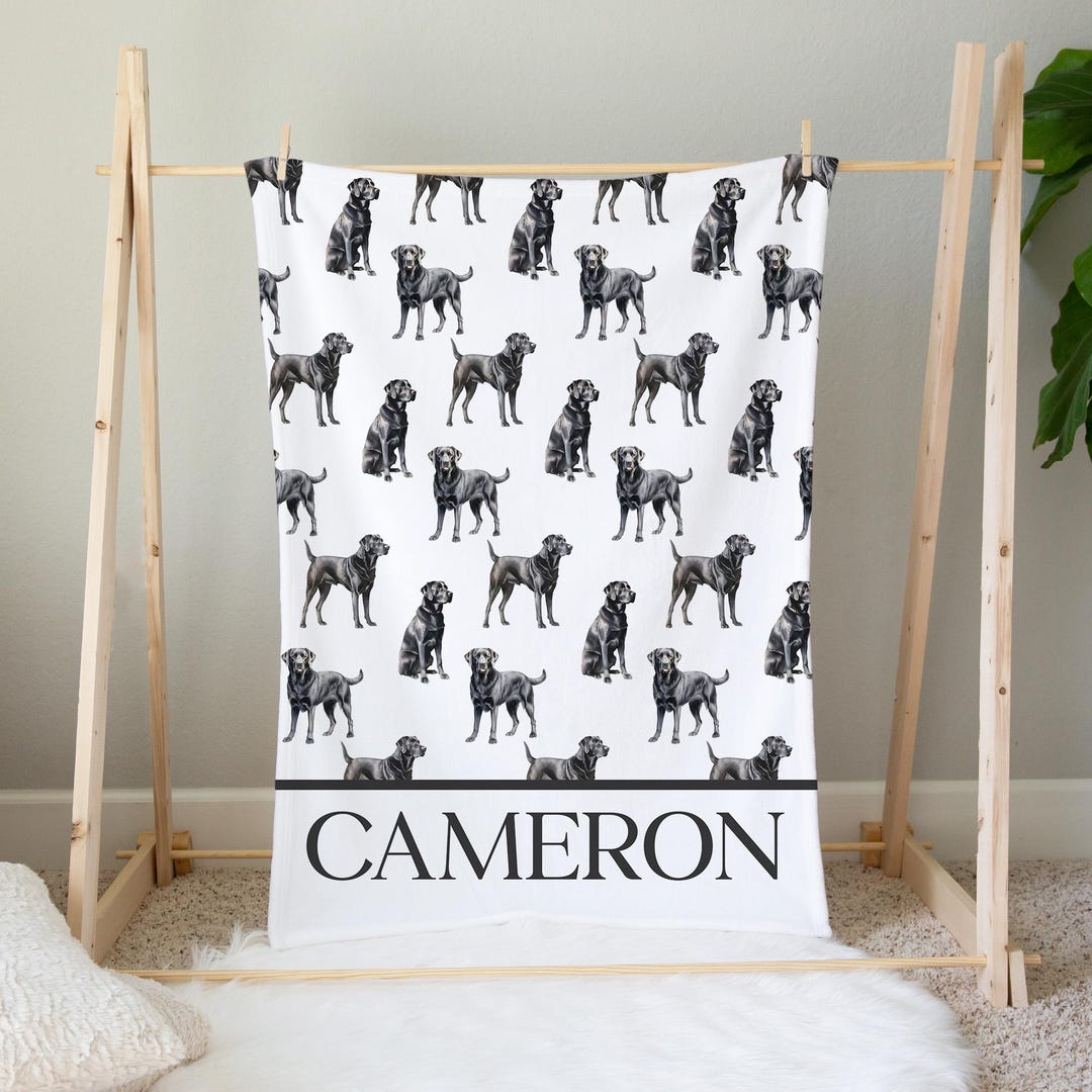 Black Lab Baby Blanket, Personalized Baby Boy Blanket, Black Labrador ...
