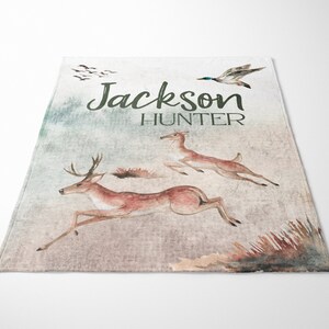 Personalized Duck Hunting Blanket, Baby Boy Blanket, Woodland Deer Baby ...