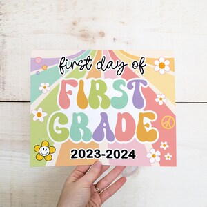 First Day of 1st Grade Sign, Printable First Day of School Sign Girl ...