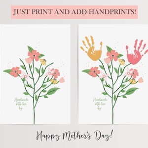 Mother's Day Flower Handprint Art Printable, Mothers Day Handprint Art ...
