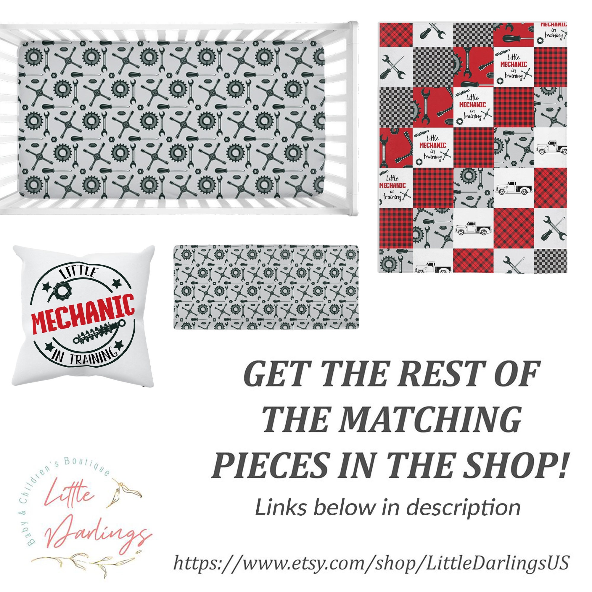 Mechanic Nursery Prints Red Mechanic Nursery Decor Set of 3 | Etsy