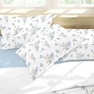 Blue Floral Bedding Set, Blue Flower Duvet Cover Queen, Blue Bedding ...