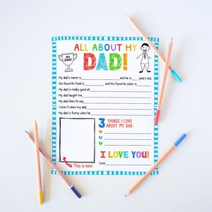 Fathers Day Gift, All About My Dad Printable, Dad Gift, Interview, Dad ...