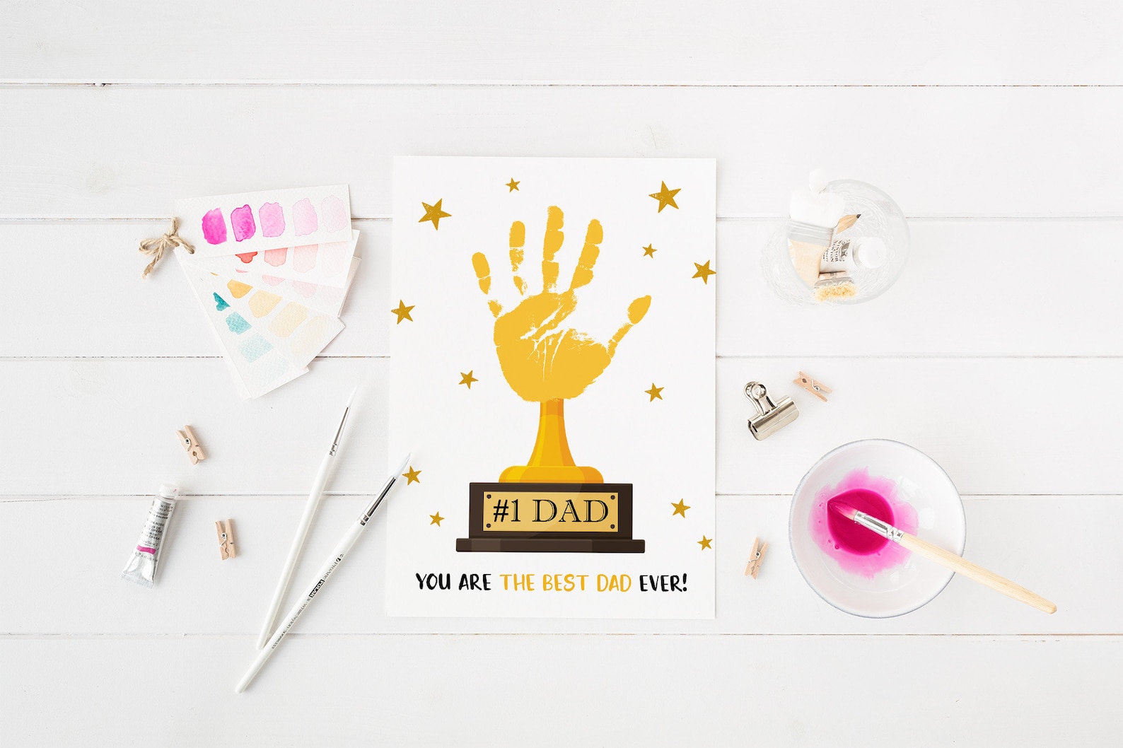 Trophy Handprint Art for Dad, Fathers Day Handprint Craft Printable ...