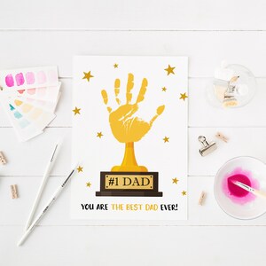 Trophy Handprint Art for Dad, Fathers Day Handprint Craft Printable ...