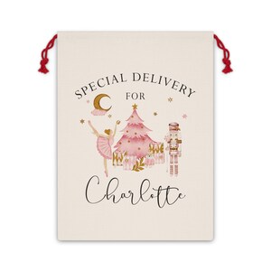 Personalized Santa Sack, Christmas Sack, Pink Christmas Nutcracker ...