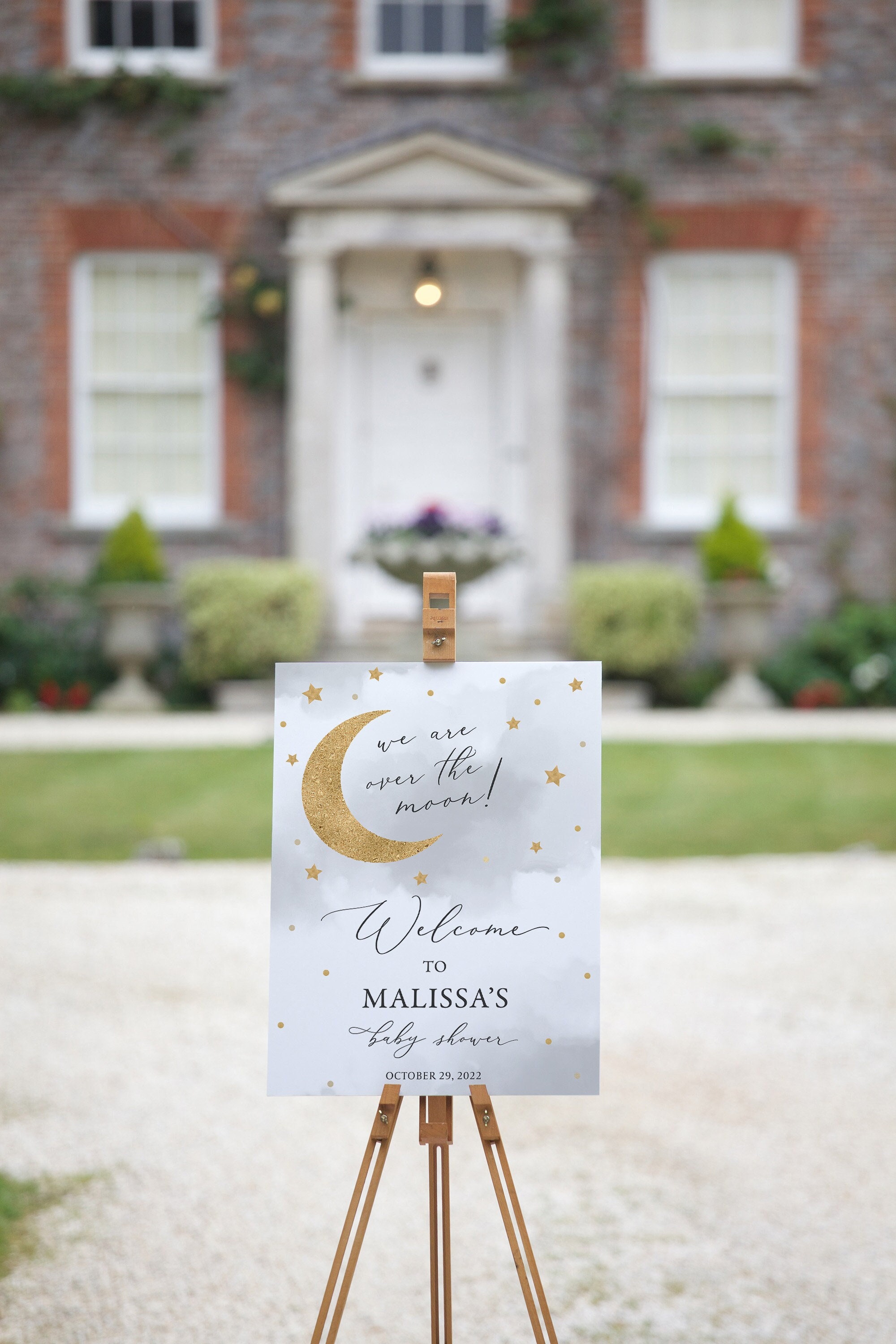 Over the Moon Baby Shower Welcome Sign, Twinkle Little Star Baby Shower ...