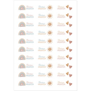 Personalized Name Labels, Boho Back to School Supply Labels, Rainbow ...