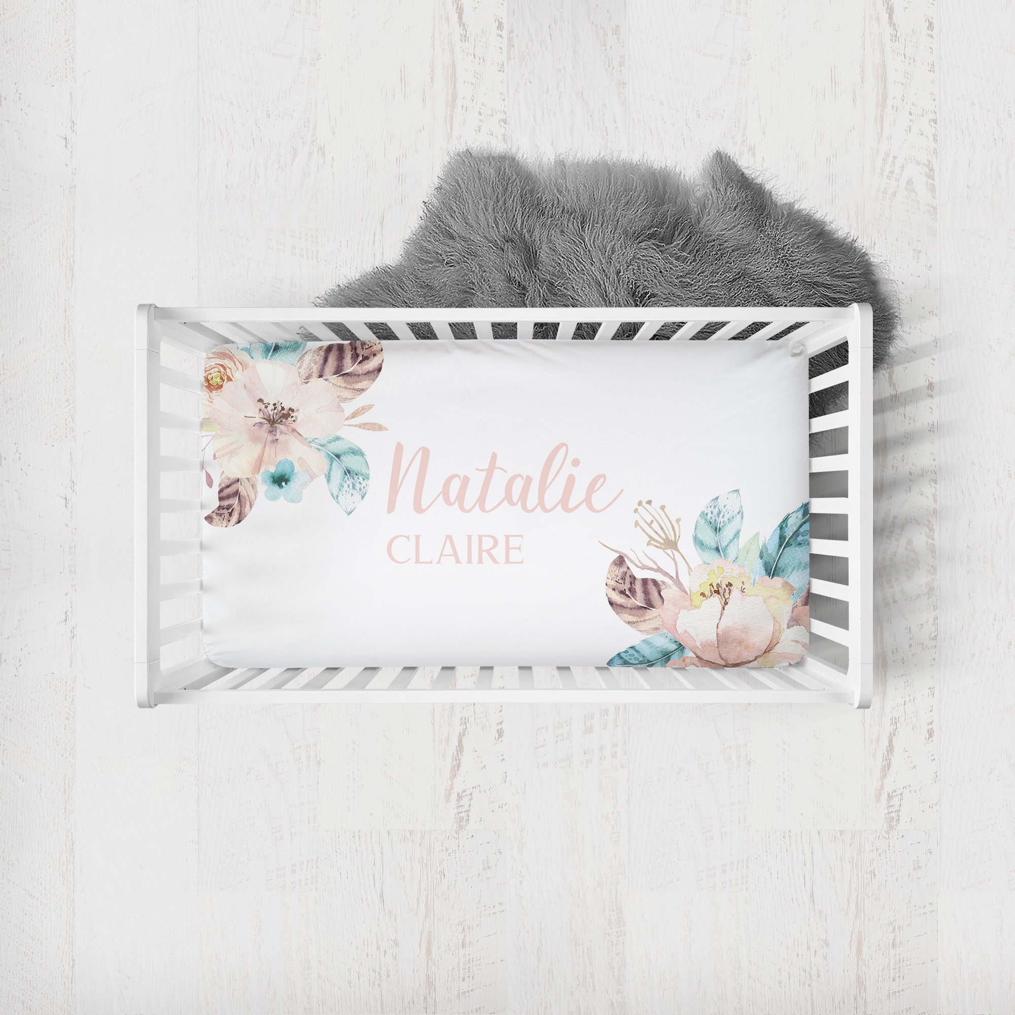 Boho Crib Sheet Custom Boho Crib Sheet Bohemian Floral Crib - Etsy