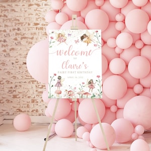 Fairy First Birthday Welcome Sign, Fairy Birthday Decorations Girl ...