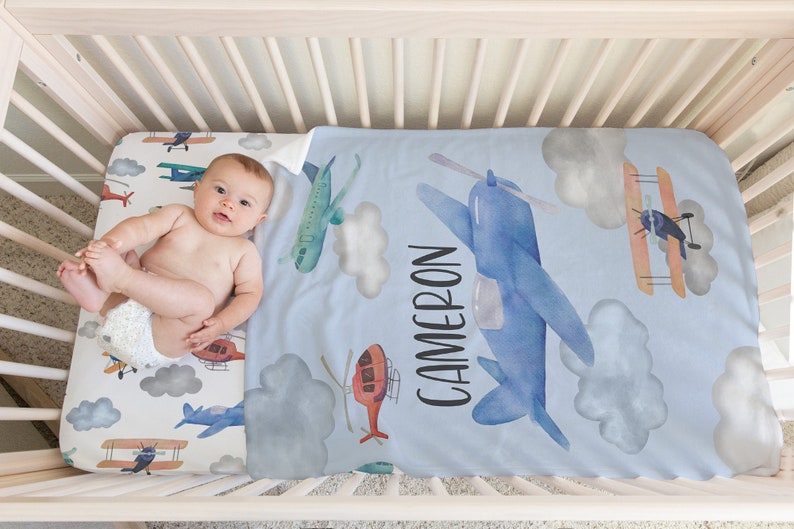 Airplane Crib Bedding Set Boy Baby Boy Crib Bedding Sets - Etsy