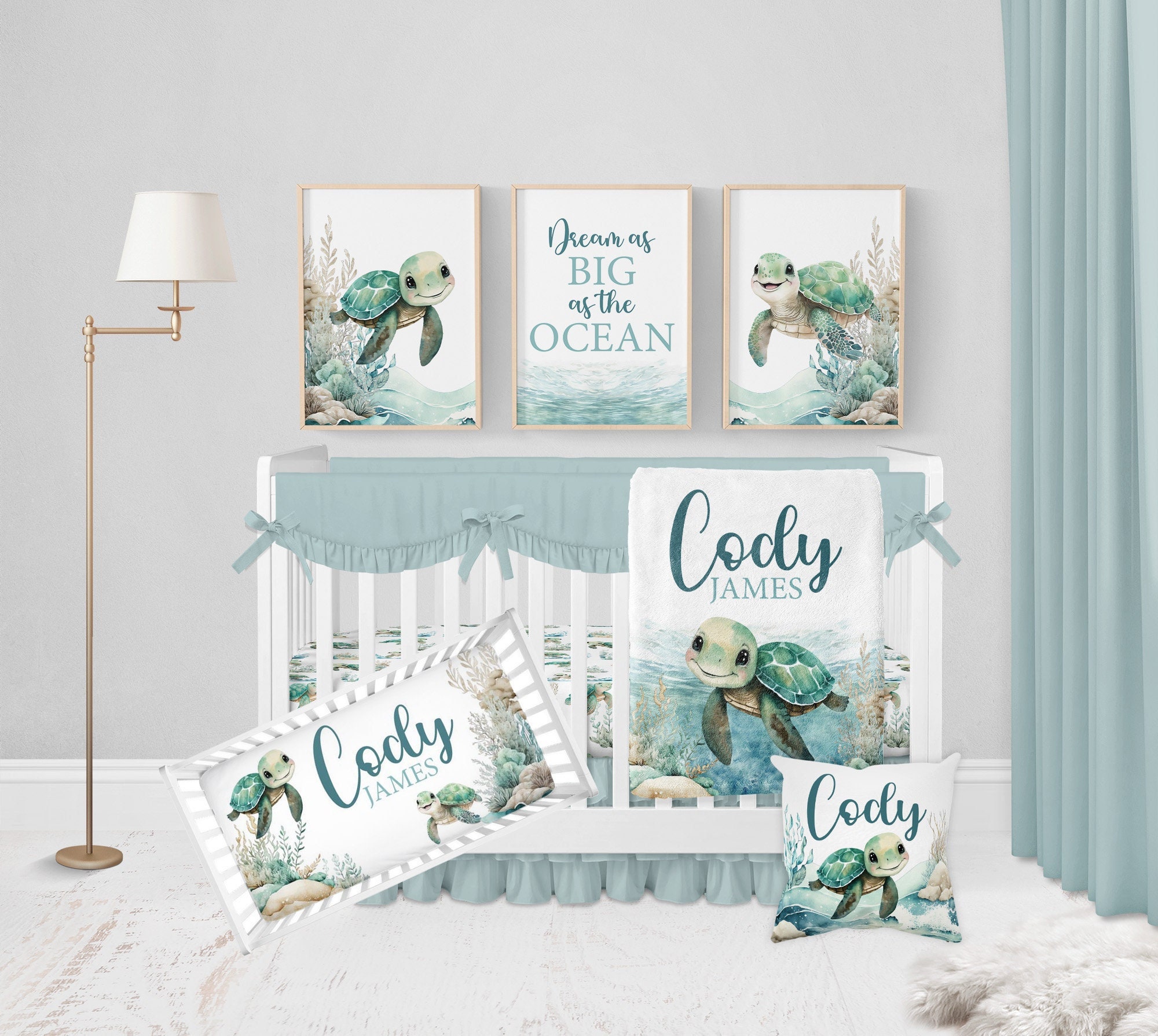 Sea Turtle Crib Bedding Set Boy, Ocean Baby Bedding Crib Sets Boy, Sea ...