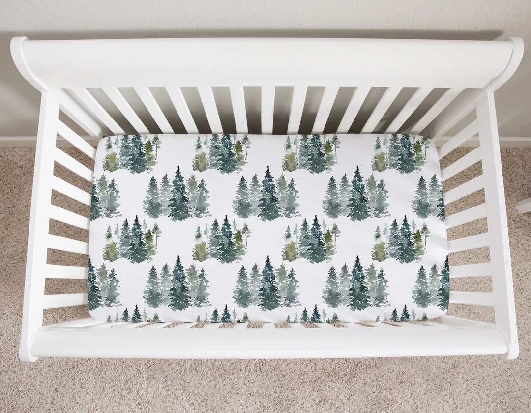 Woodland Crib Sheet, Forest Crib Sheet, Trees Crib Sheet, Woodland Crib ...