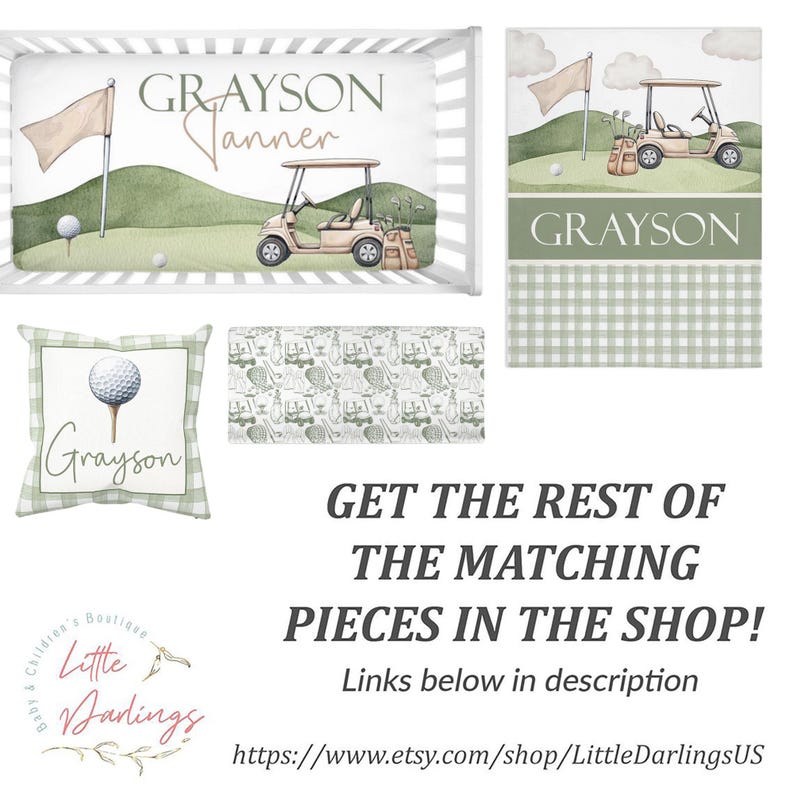 Golf Crib Sheets Boy, Mini Crib Sheet, Sage Green Baby Boy Bedding ...