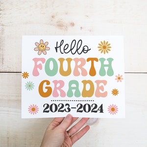 First Day of 4th Grade Sign, Printable First Day of School Sign Girl ...