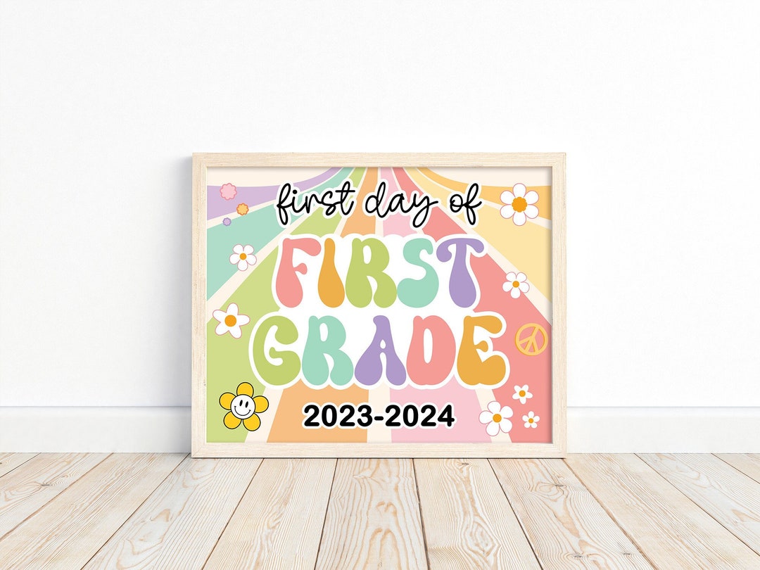 First Day of 1st Grade Sign, Printable First Day of School Sign Girl ...