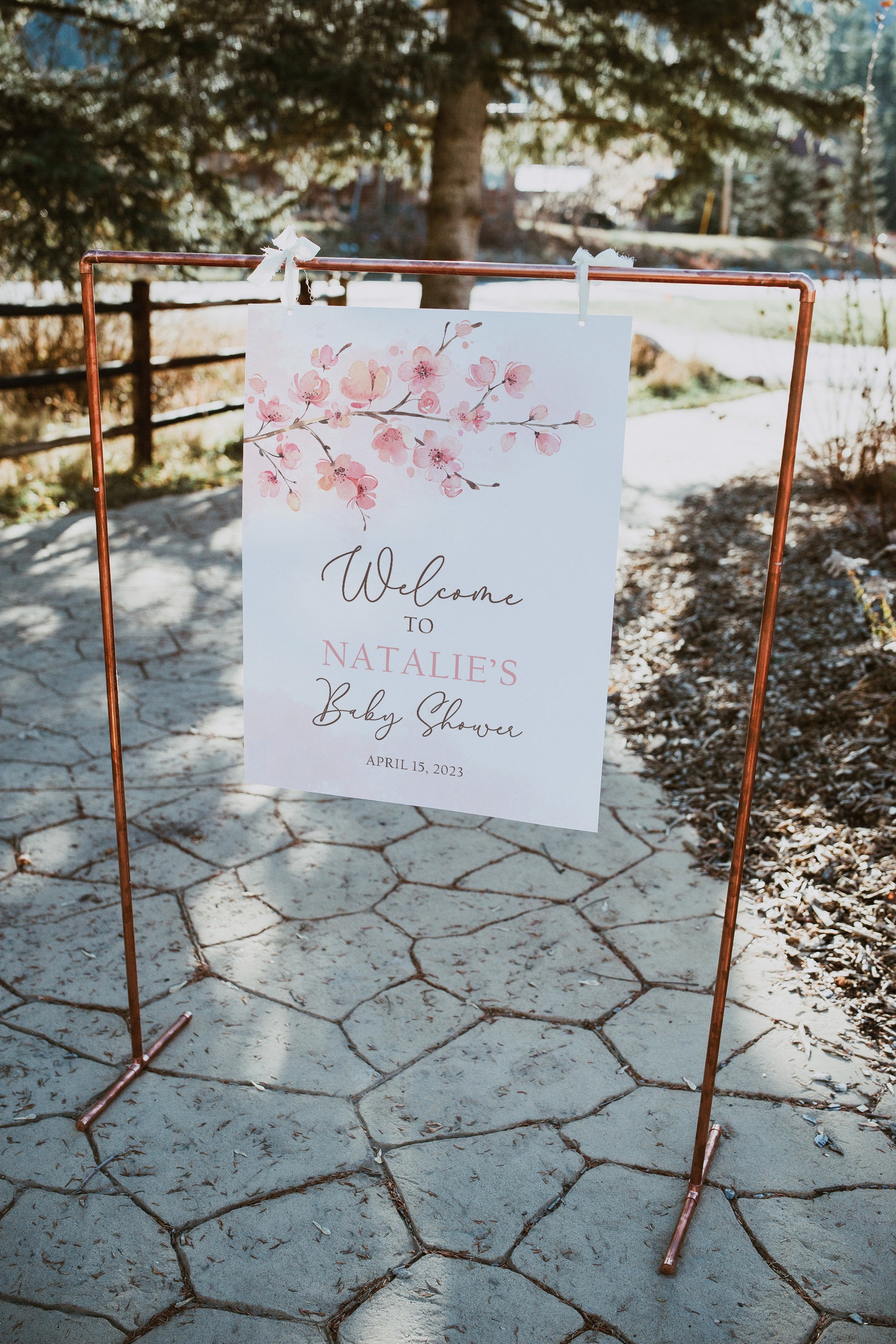 Cherry Blossom Welcome Sign Pink Floral Baby Shower Welcome - Etsy