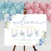 Boy Baby Shower Welcome Sign, Blue Baby Shower Sign Boy, Blue Floral ...