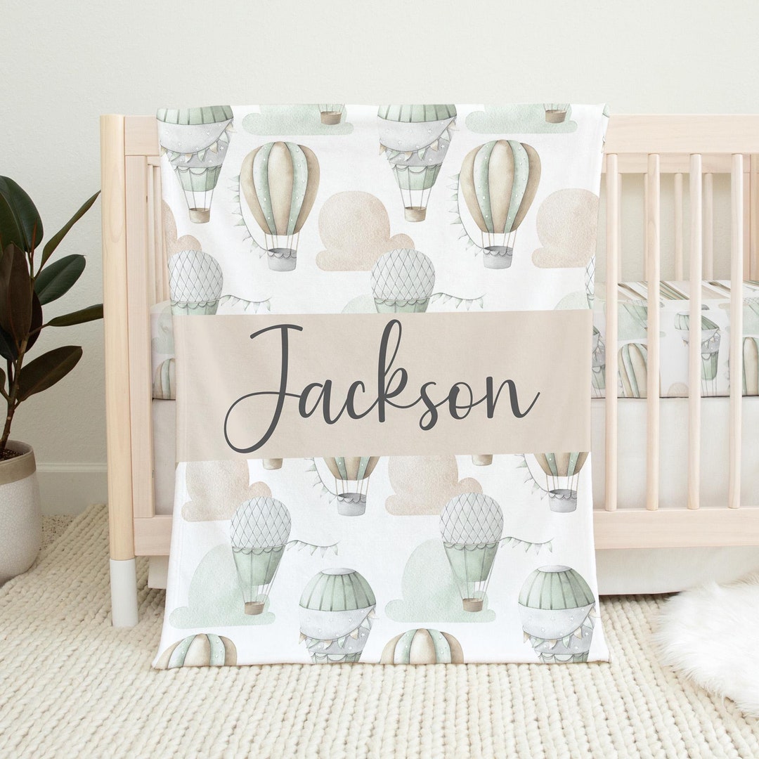 Personalized Hot Air Balloon Baby Blanket, Baby Shower Gift, Hot Air ...