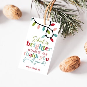 Candle Gift Tag Printable, School is Brighter Because of You, Editable ...