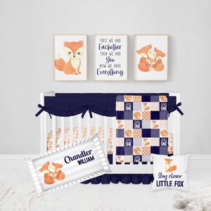 Personalized Fox Crib Sheet, Fox Nursery, Fox Crib Bedding, Baby Boy ...