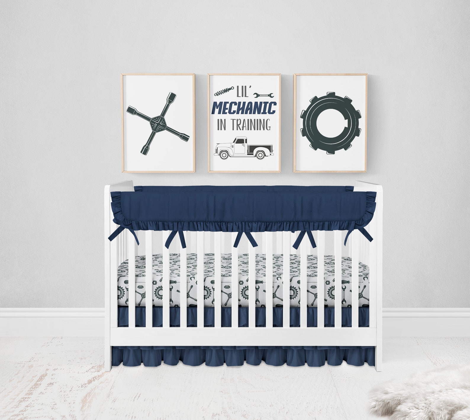 MINI Crib Bedding Set, Mechanic Crib Bedding, Boy Mini Crib Set ...
