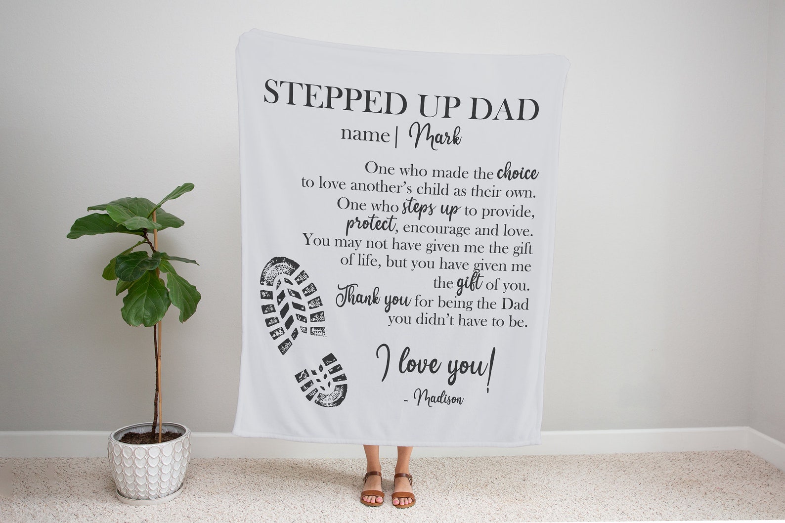Step Dad Gift, Stepped up Dad Definition Gift, Personalized Dad Blanket ...