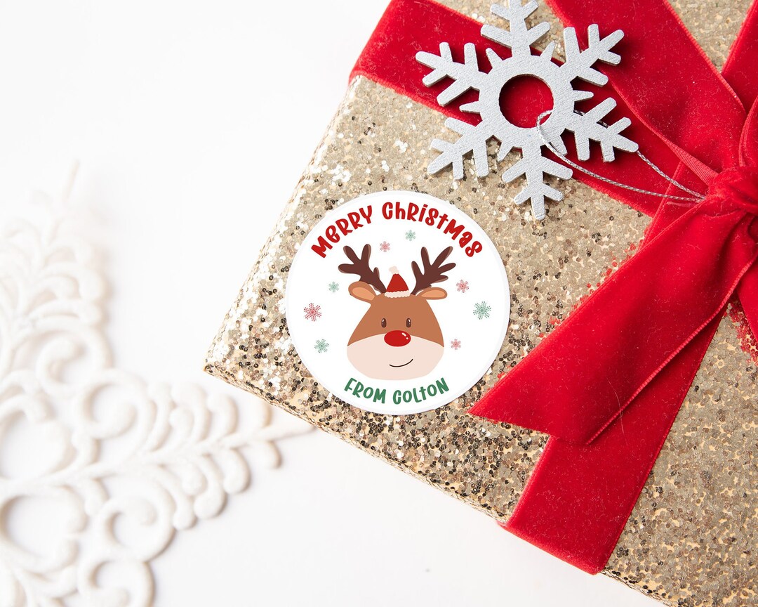 Personalized Christmas Reindeer Stickers, Christmas Gift Tags ...