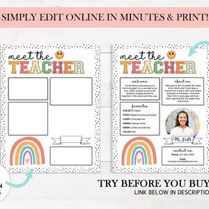 Retro Meet the Teacher Template, Editable Teacher Printable, Groovy ...